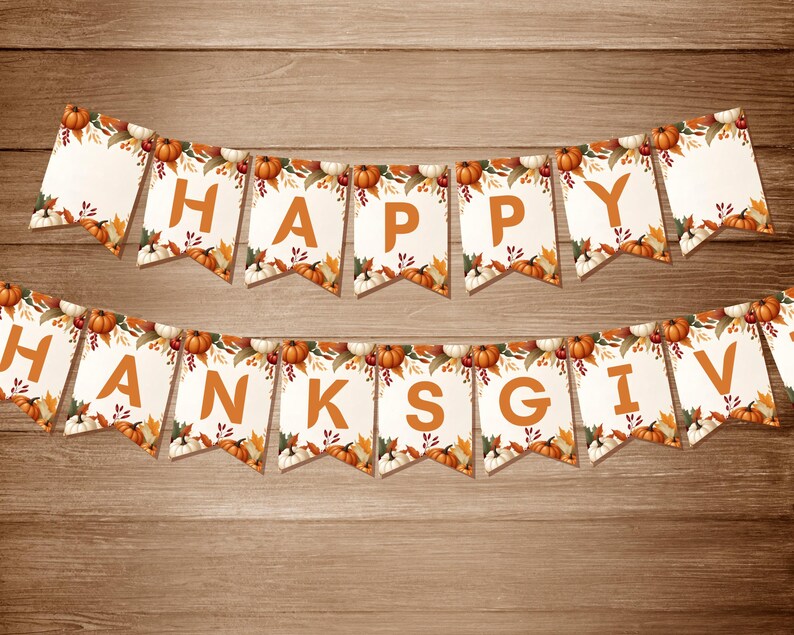 Editable Happy Thanksgiving Bunting Banner – Printable Fall Party Decor ...