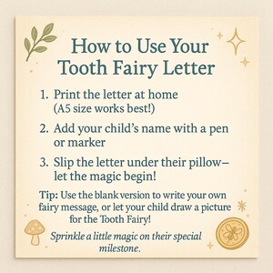 Personalized Tooth Fairy Letter Printable: First Tooth Keepsake (A5 ...