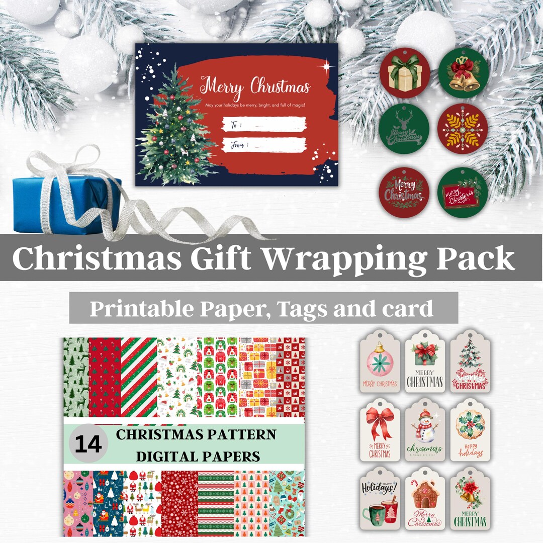 Christmas Gift Wrapping Paper, Tags, Card (digital Download) - Etsy