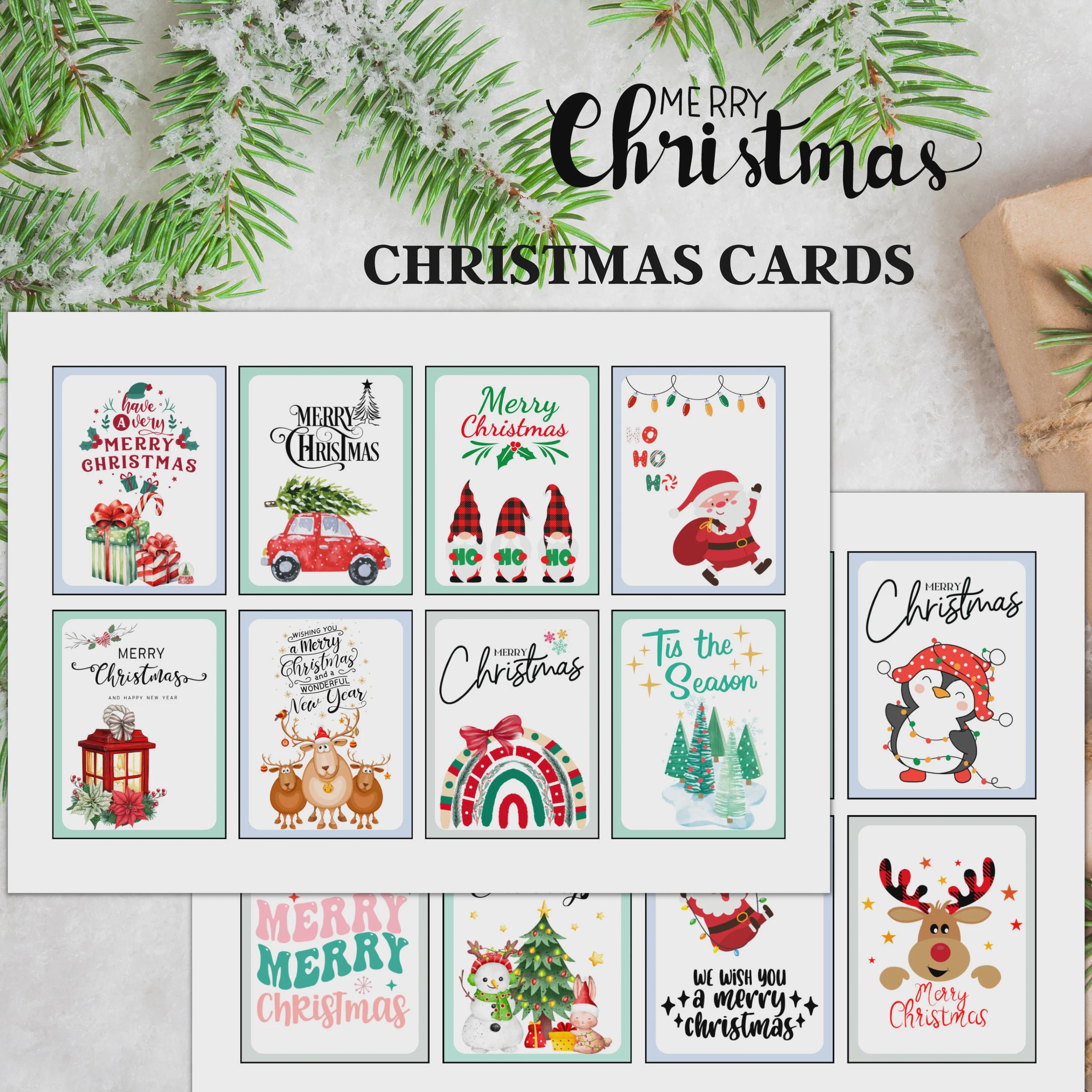 Printable Christmas Card Bundle, Holiday Mini Cards (PDF File) - Etsy