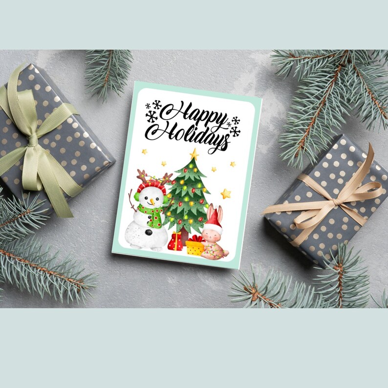 Printable Christmas Card Bundle, Holiday Mini Cards (PDF File) - Etsy