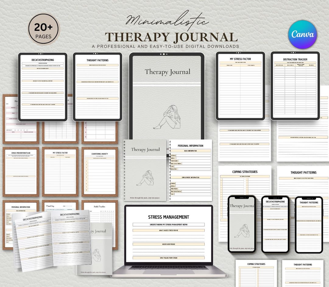 Therapy Journal, Mental Health Reflection Workbook, Guided Healing ...