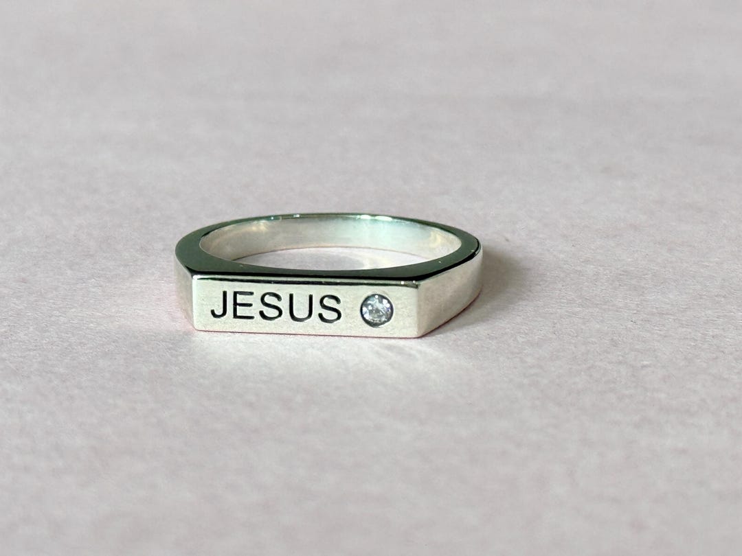 Jesus Christ Sterling Silver Signet Ring: Personalized Minimalist ...