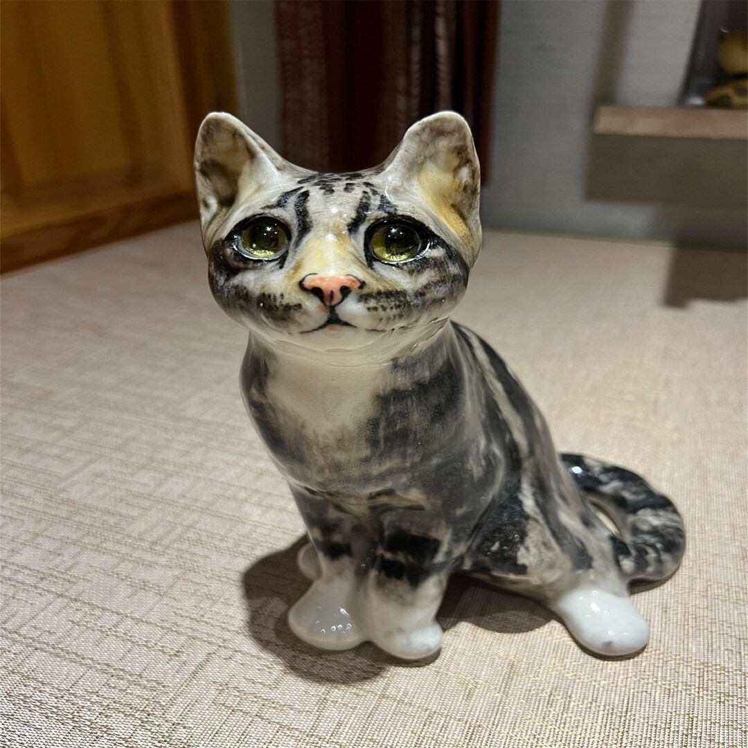 Adorable Ceramic Calico Cat Figurine - Handcrafted Home Decor - Etsy