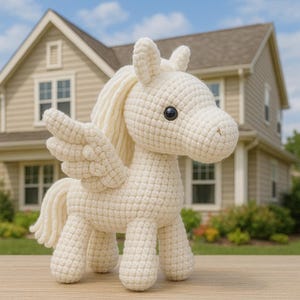 Handmade White Pegasus Amigurumi Toy – Crochet Winged Horse Plush ...