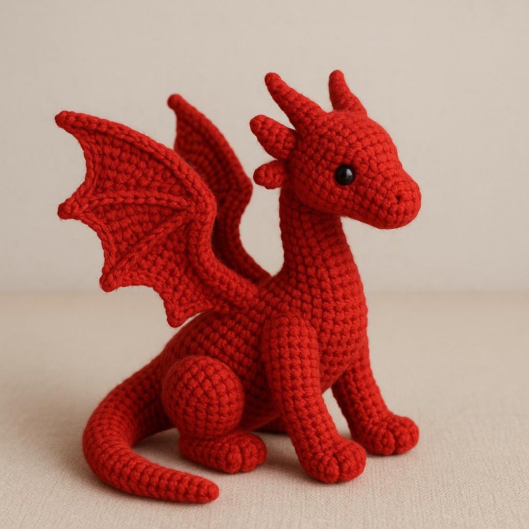 Cute Red Dragon Crochet Pattern PDF – Adorable Fantasy Amigurumi – Easy ...
