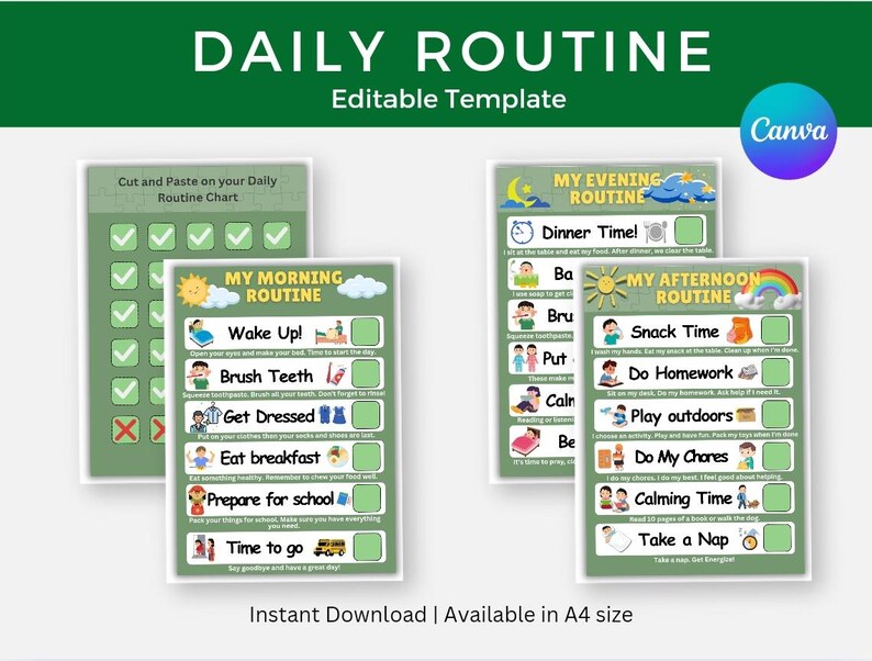Editable Daily Routine Chart, Printable Flip Chart, Reward Chart ...
