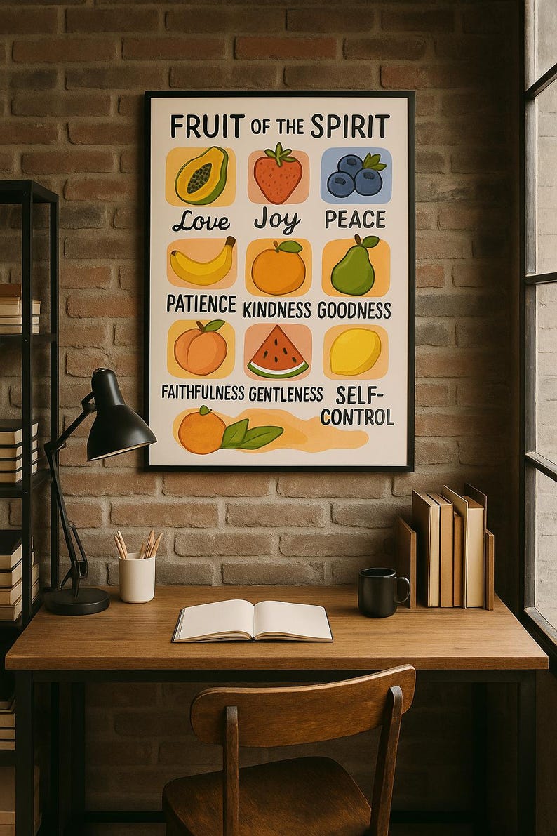 Fruit of the Spirit Print: Christian Kids Room Decor, Bible Verse ...