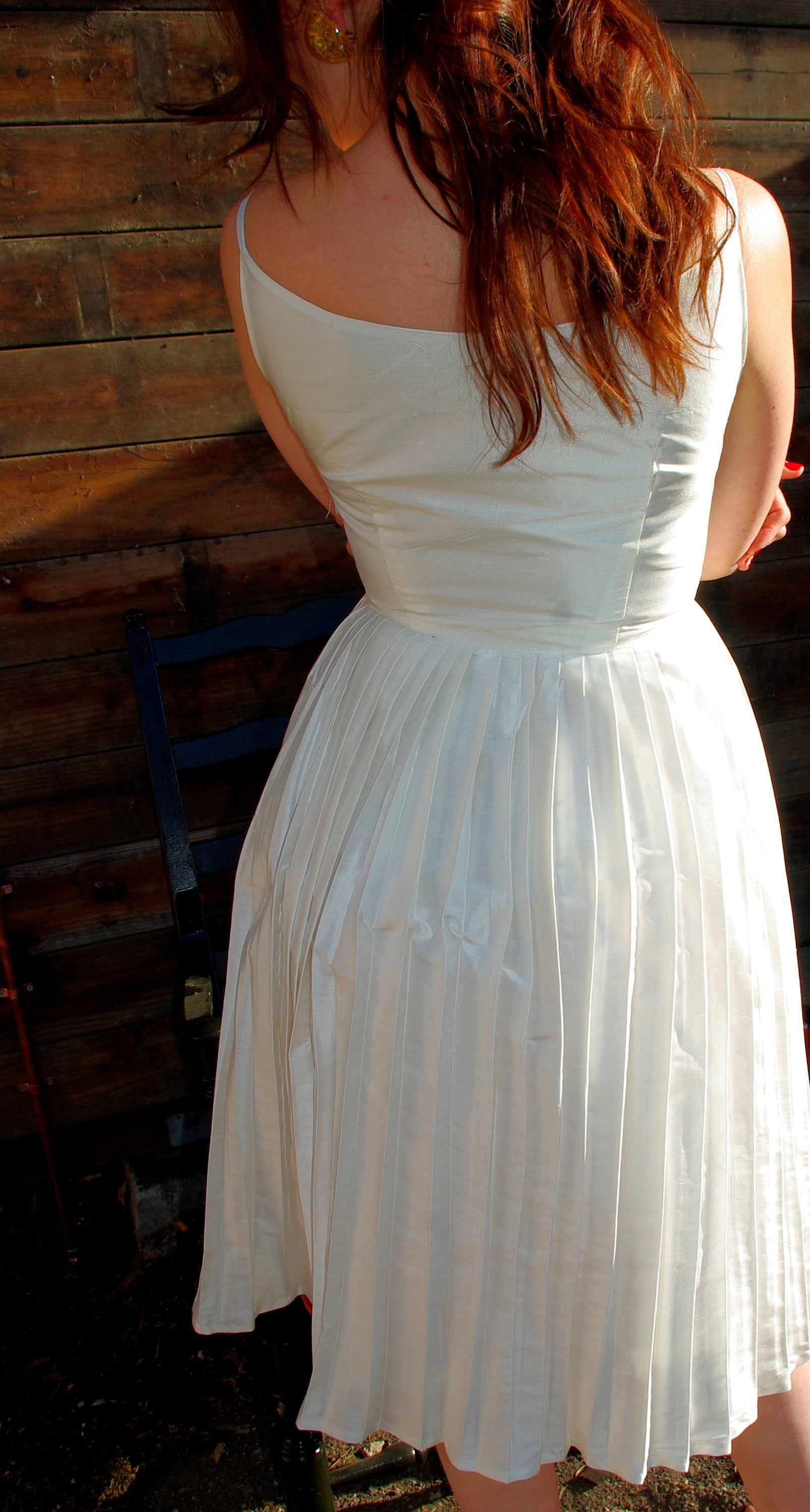 Handmade Pleated Silk Old Hollywood Style Wedding Dress | Bateau ...