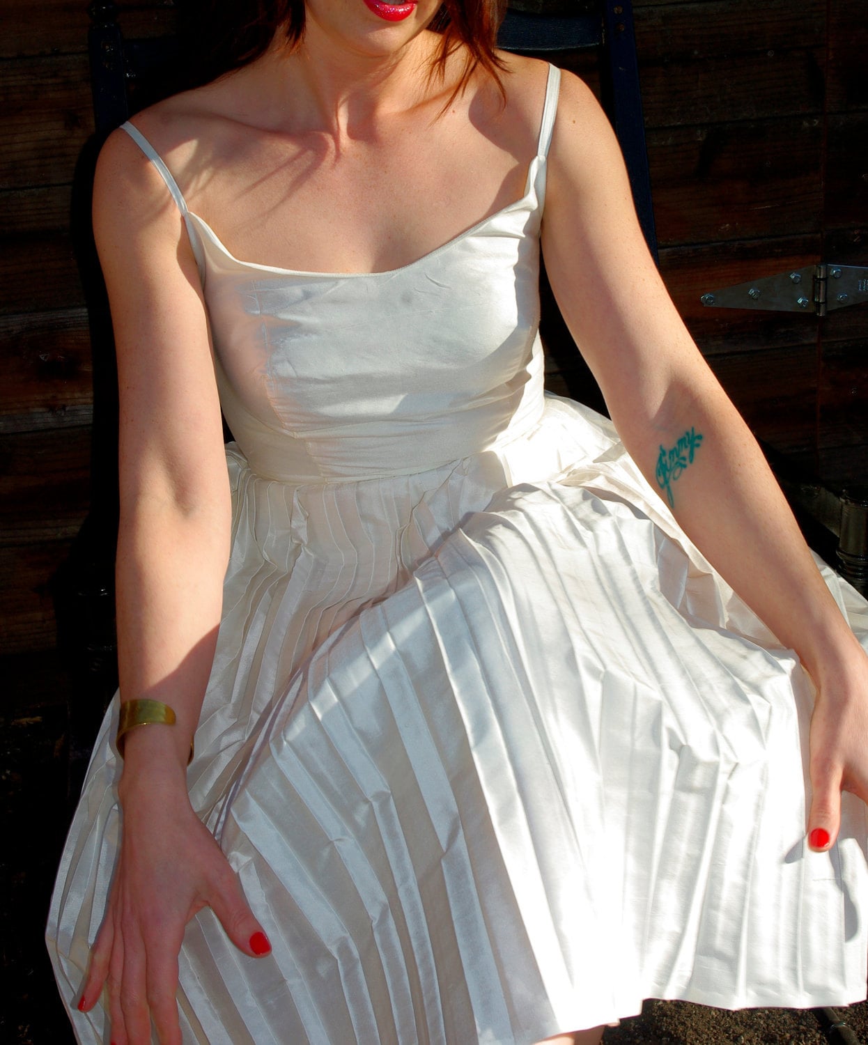 Handmade Pleated Silk Old Hollywood Style Wedding Dress | Bateau ...