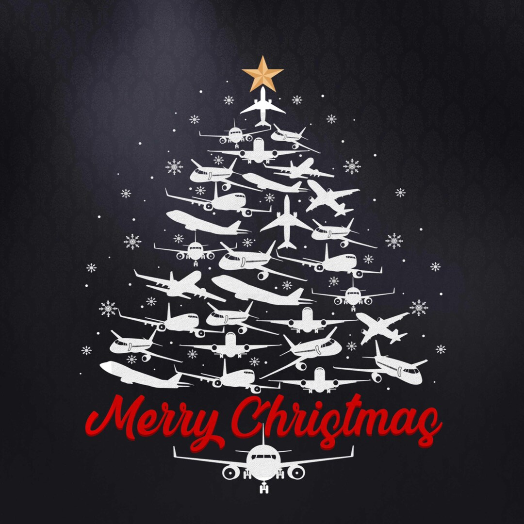 Airplane Christmas Tree PNG, Merry Christmas Pilot Gift Sublimation ...