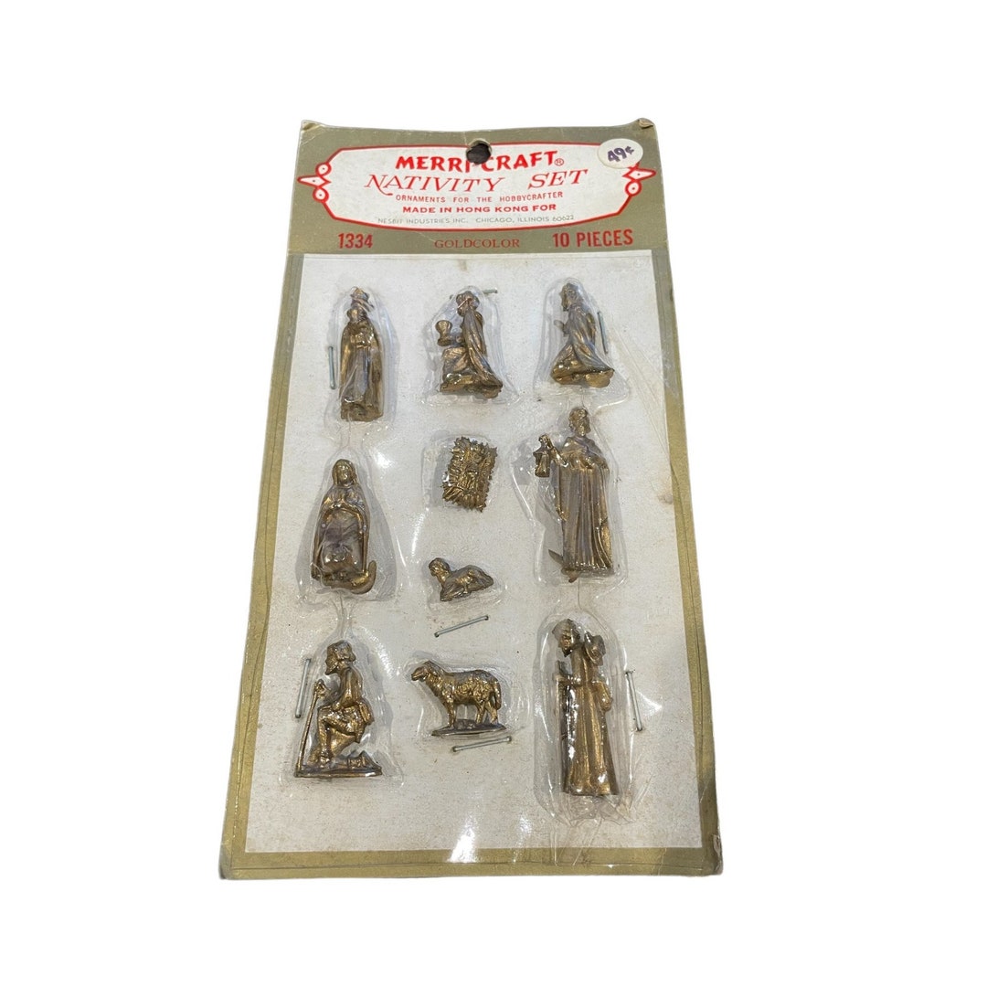 Vintage Merry Craft Nativity Set, 10 Piece Nativity Craft Set, Made in ...