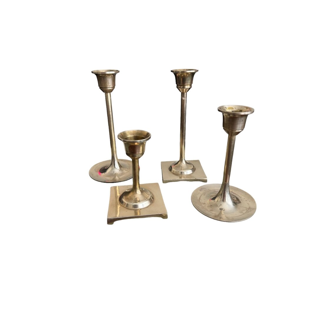 Four Vintage Mini Miniature Brass Candlesticks, Small Gold Candlesticks ...