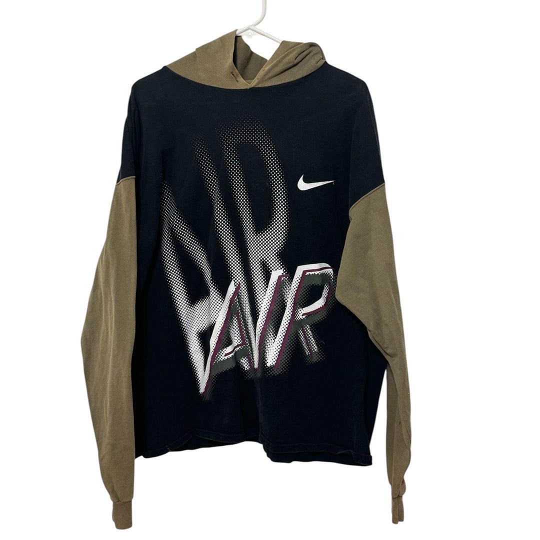 90's Vintage Nike Air Color Block Swoosh Men's XL Hoodie Black Tan - Etsy