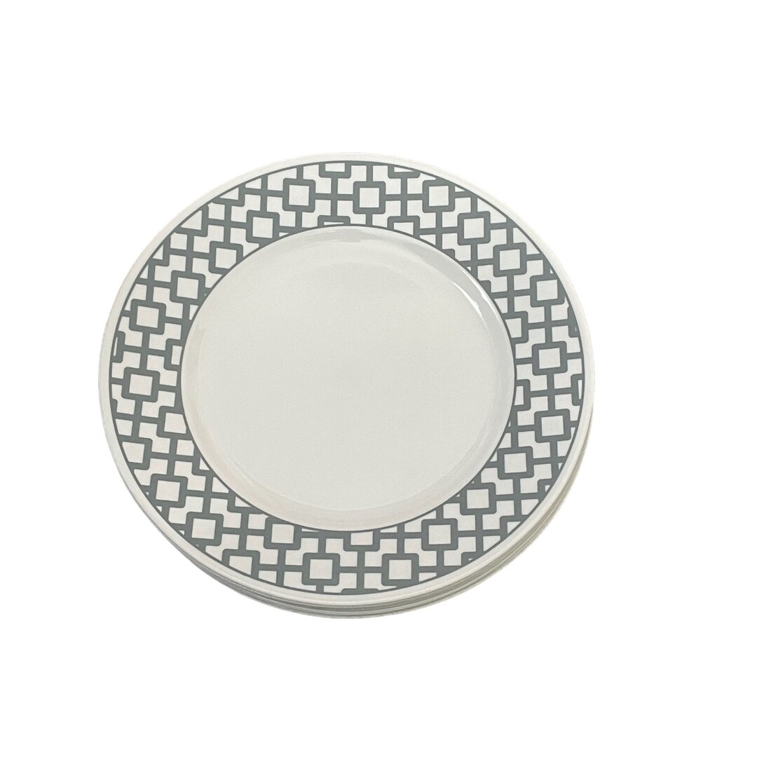 Corelle Urban Grid Dinner Plates Set of Eight Gray White Geometric - Etsy