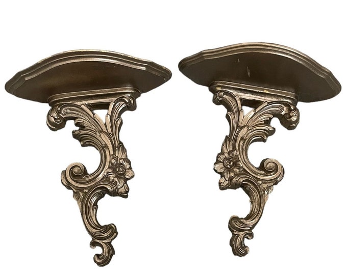 Pair of Syroco Wood Floral Wall Sconces - Etsy