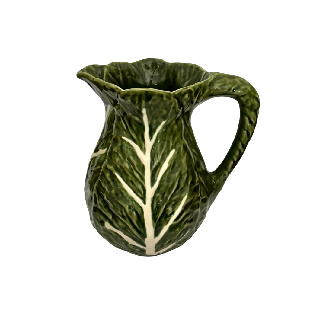 Olfaire Majolica Green Cabbage Ware Pitcher - Etsy