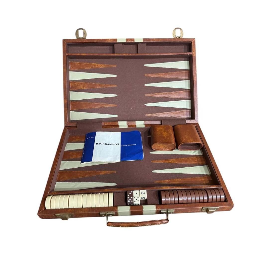Vintage Brown and Beige Stripe Full Size Backgammon Set - Etsy