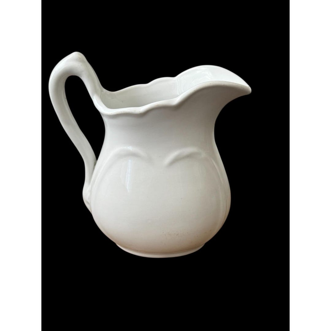 White Ironstone Milk Pitcher, Farmhouse Antique Ironstone Pitcher ...