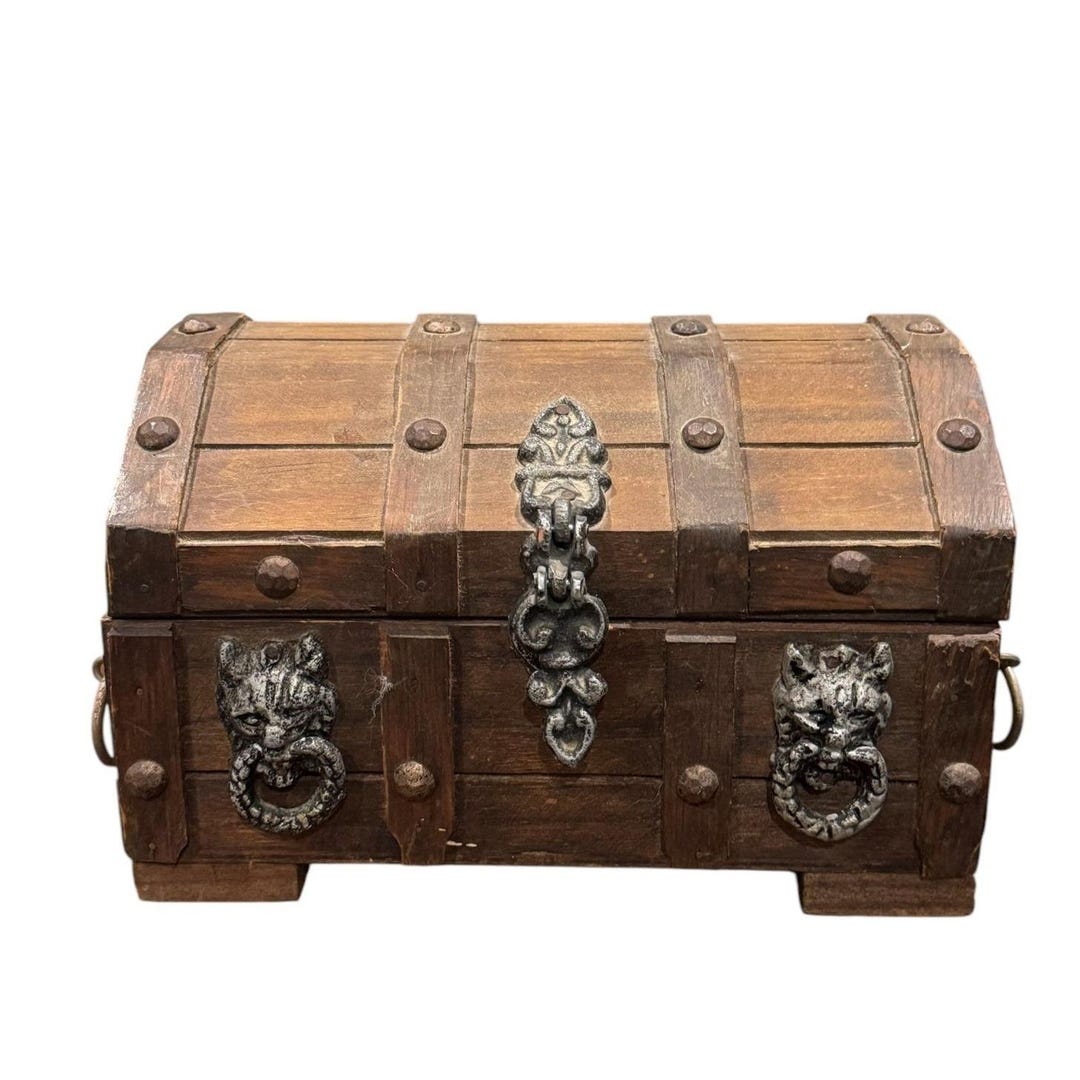 Vintage Wooden Pirate Treasure Chest Jewelry Keepsake Trinket Box - Etsy