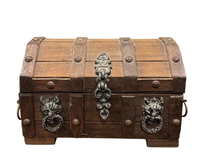 Vintage Wooden Pirate Treasure Chest Jewelry Keepsake Trinket Box - Etsy