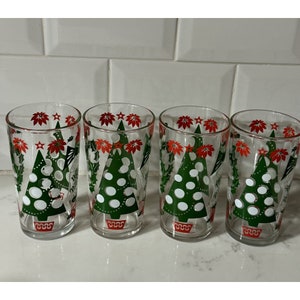 Four Hazel Atlas Merry Christmas Happy New Year Swanky Swig Tumblers ...