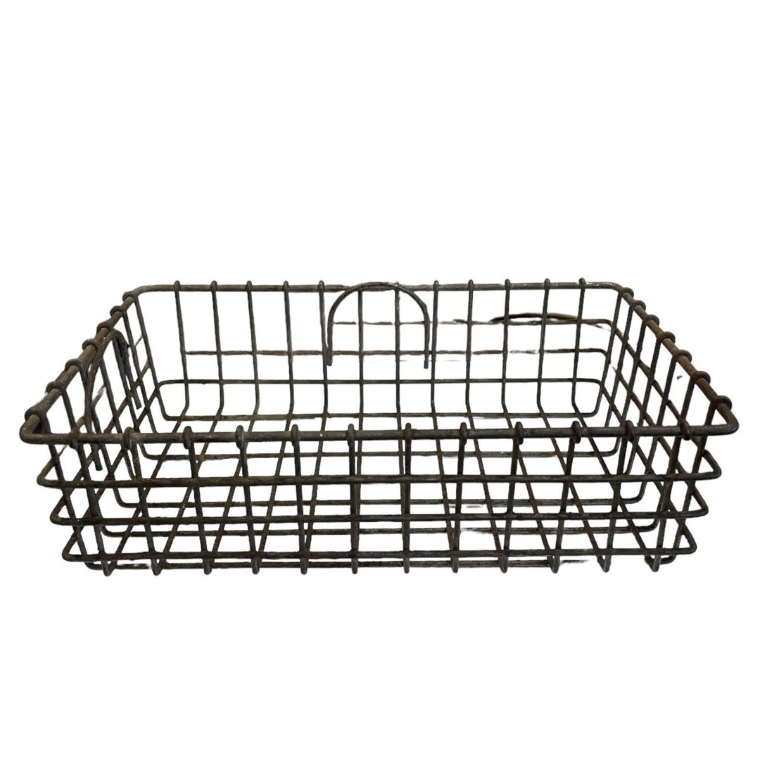Vintage Metal Rectangle Basket, Industrial Desk Accessory Catch All - Etsy