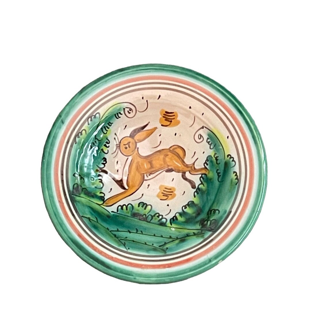 Primitive Folk Art Pottery Rabbit Bowl Dish Hanging - Etsy