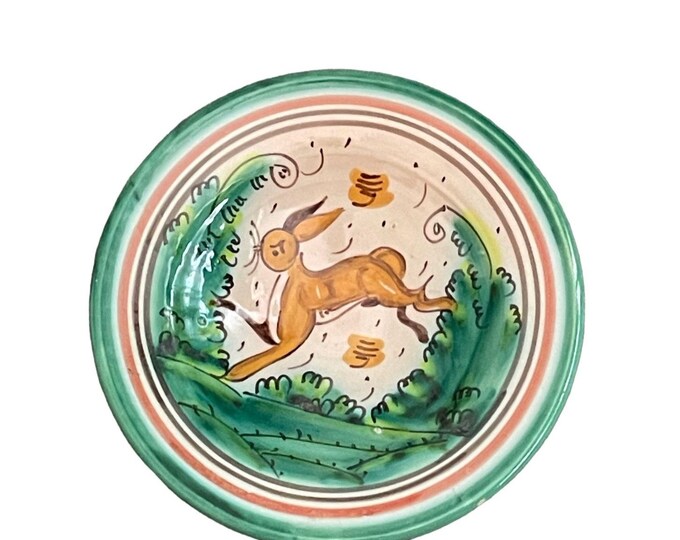 Primitive Folk Art Pottery Rabbit Bowl Dish Hanging - Etsy