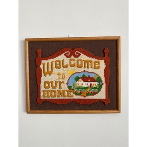 Vintage Framed Needlepoint Welcome to Our Home 18 X14.5 - Etsy