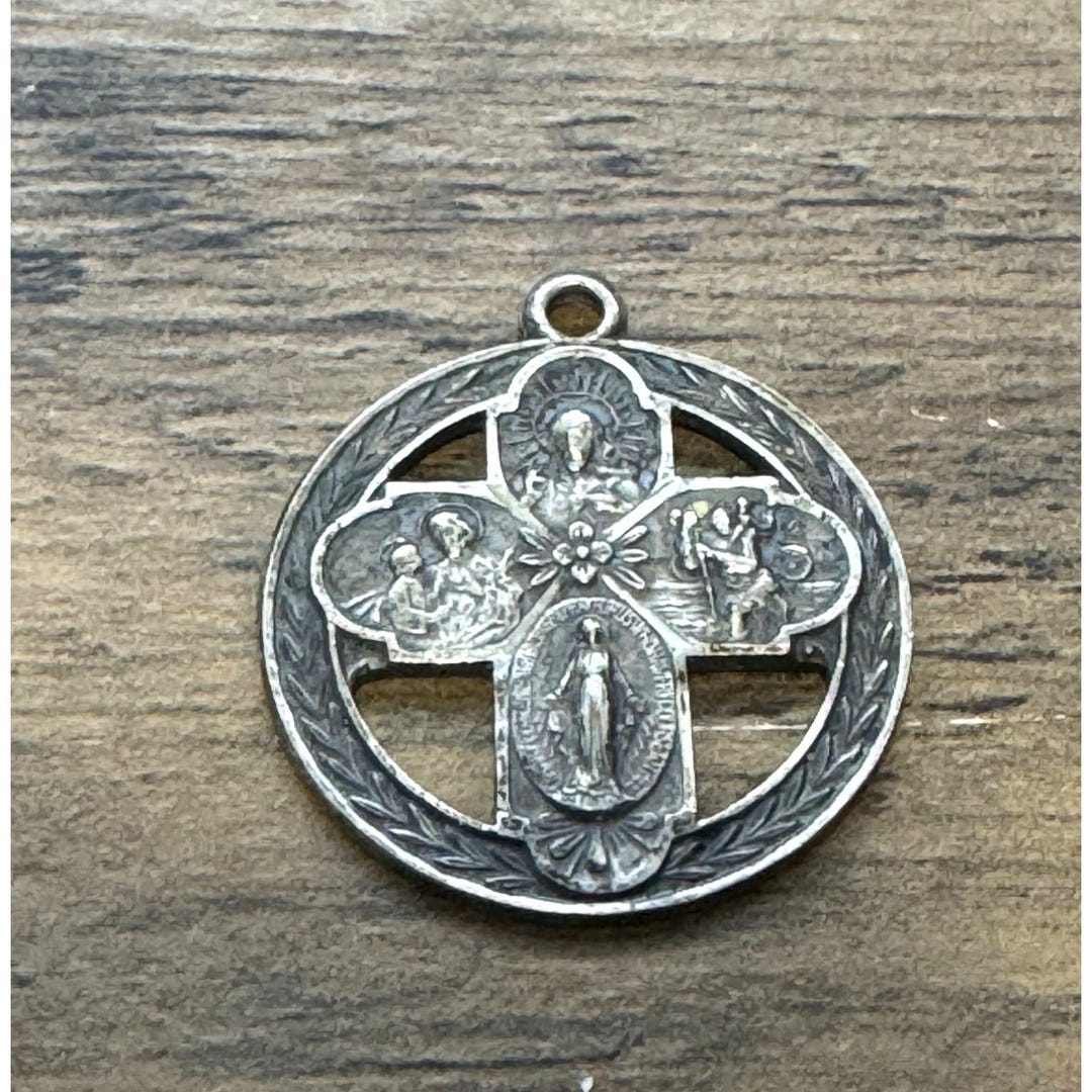 Vintage Scapular Four Way Cross Pendant Sterling Silver - Etsy