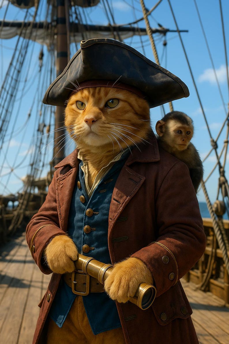 Pirate Pet Portrait - Funny Digital Dog or Cat Artwork - Personalized ...