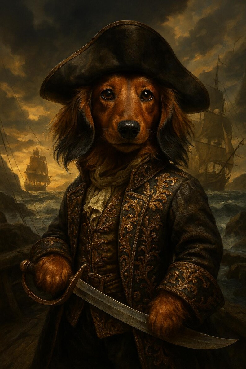 Pirate Pet Portrait - Funny Digital Dog or Cat Artwork - Personalized ...