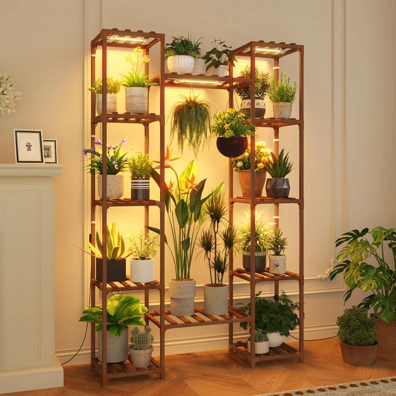 Plant Stand With Grow Lights /multiple Plants - Etsy