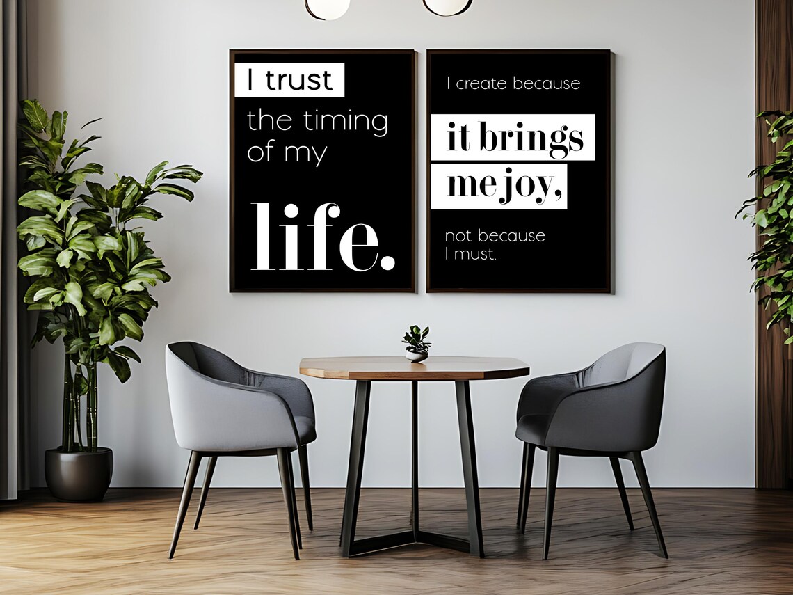 Set of 4 Posters – I AM Affirmations – Motivational Black and White ...