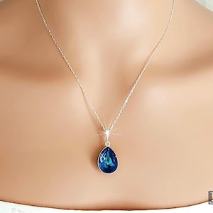 Blue Crystal Necklace, Royal Blue Wedding Necklace, Blue Silver ...