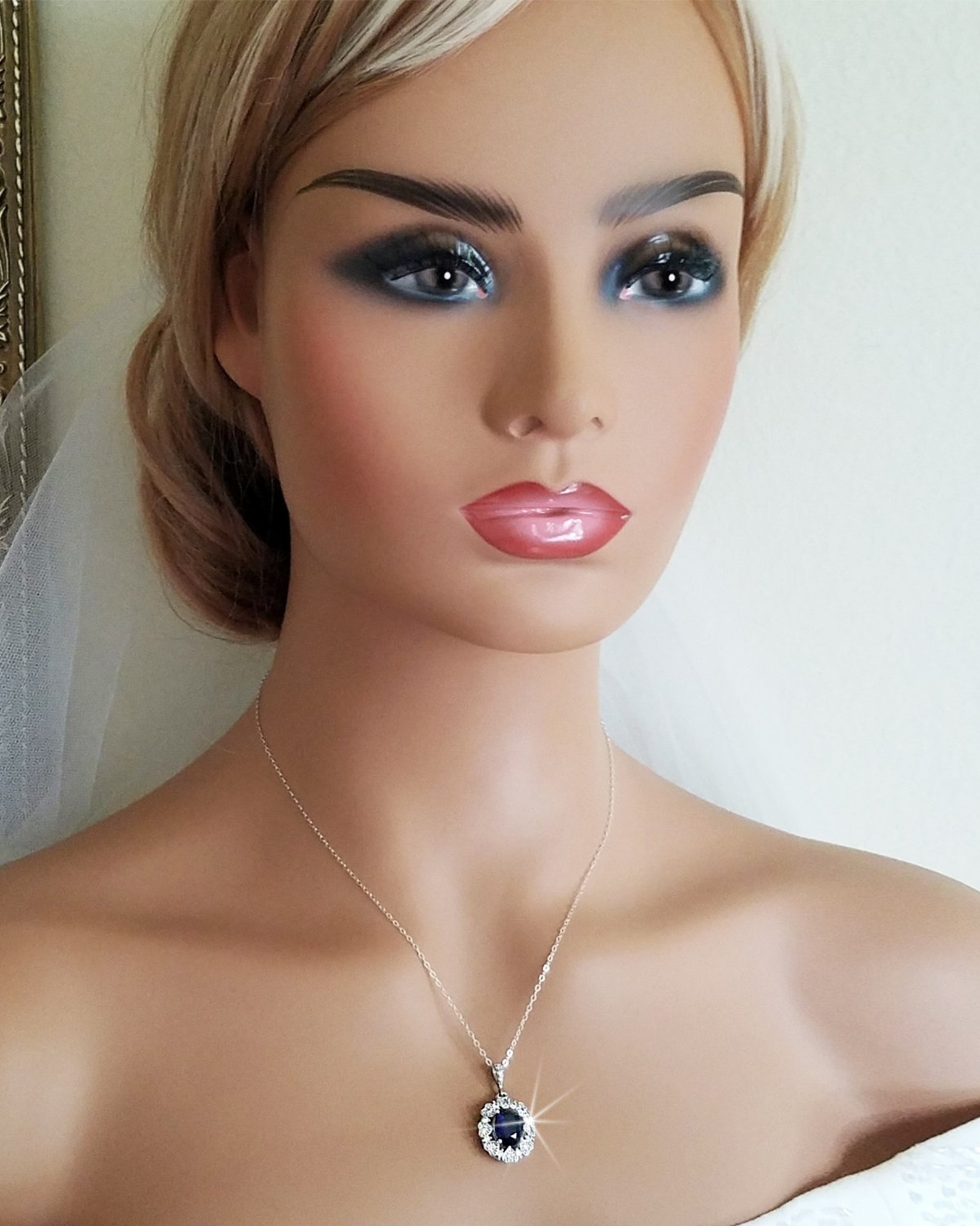 Navy Blue Crystal Bridal Jewelry Set Sapphire Blue Silver | Etsy