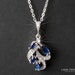 Navy Blue Crystal Necklace Sapphire Silver Floral Pendant | Etsy