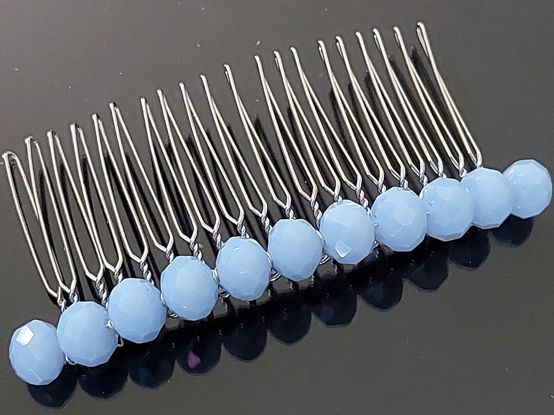 Dusty Blue Hair Comb, Blue Simple Hair Piece, Wedding Blush Blue Side ...