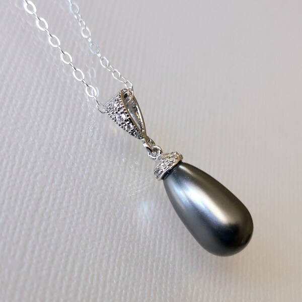Grey Pearl Pendant - Etsy