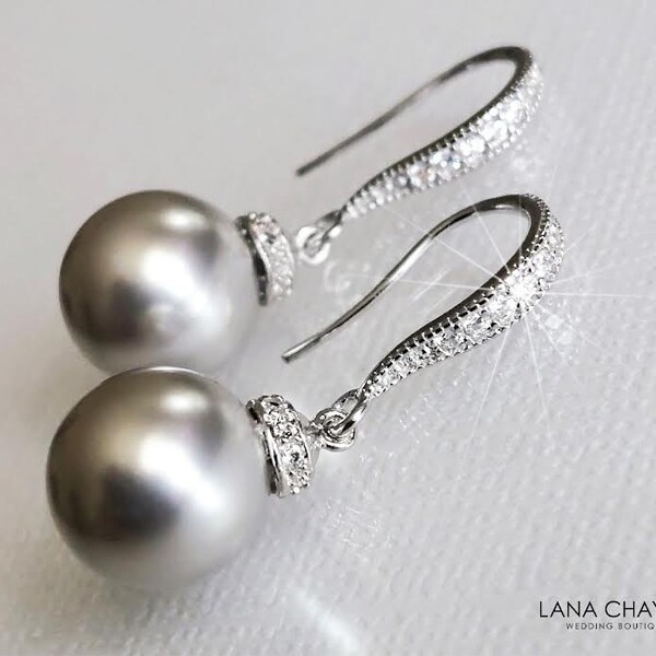 Grey Pearl Earrings - Etsy