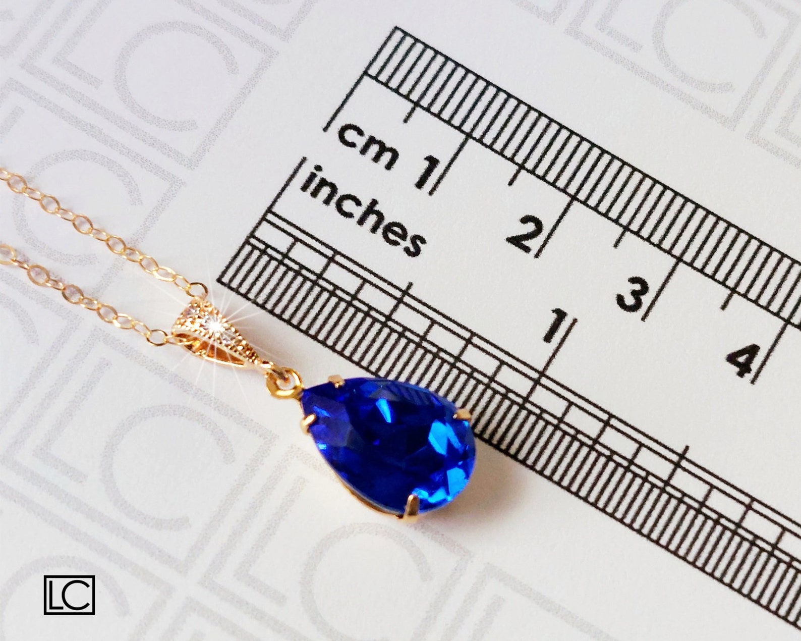 Blue Gold Crystal Necklace Majestic Blue Gold Pendant - Etsy