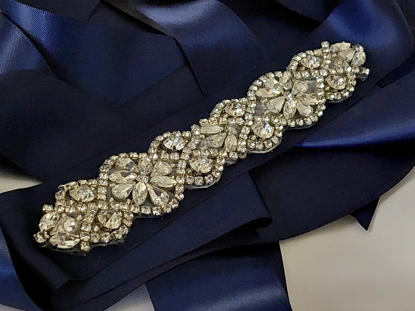 Navy Blue Crystal Wedding Sash Bridal Dark Blue Dress Sash - Etsy