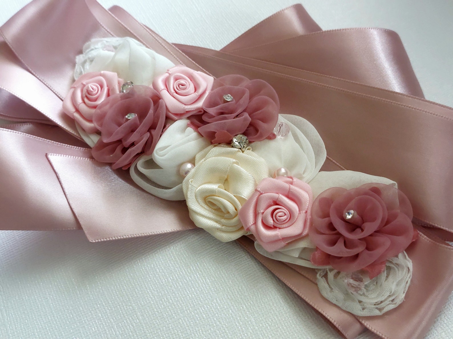 Blush Pink Sash, Pink Bridal Belt, Dusty Rose Wedding Sash, Pink Dress ...