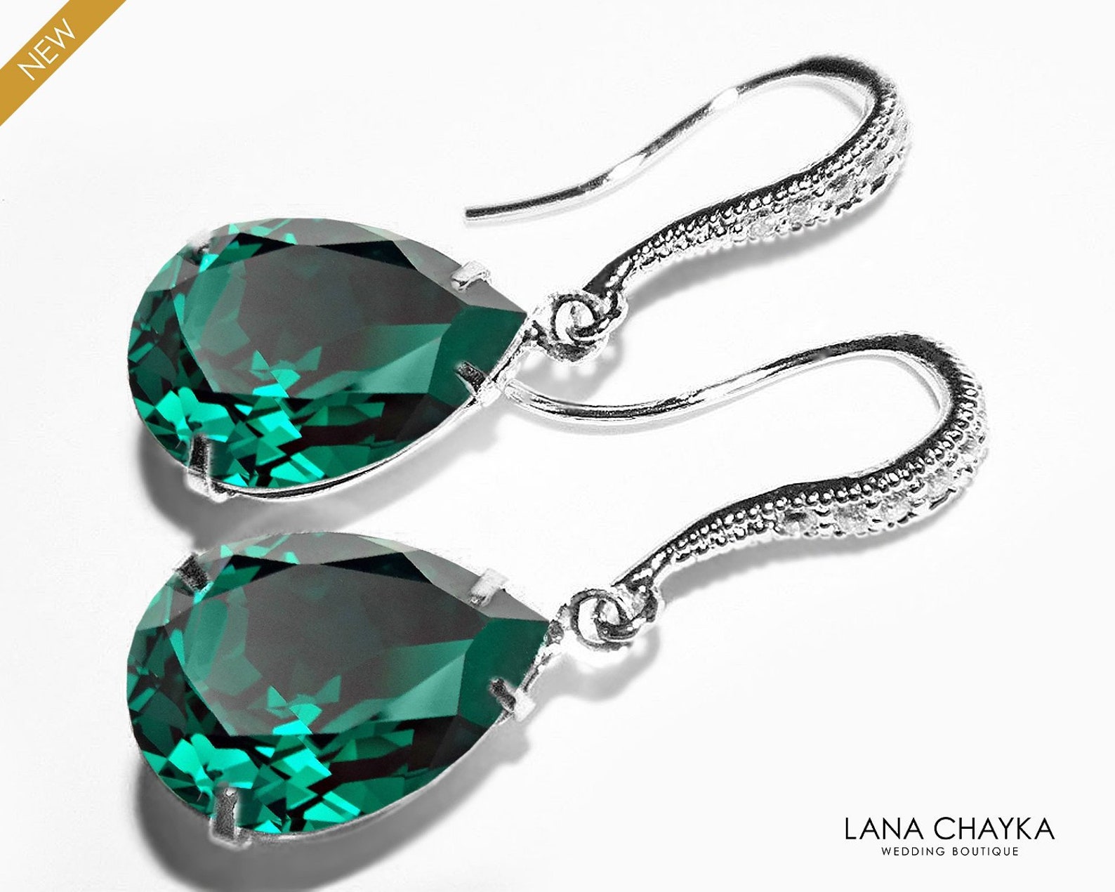 Emerald Crystal Jewelry Set Green Earrings Necklace Set - Etsy