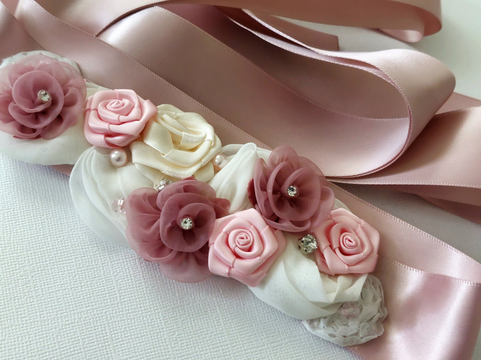 Blush Pink Sash, Pink Bridal Belt, Dusty Rose Wedding Sash, Pink Dress ...