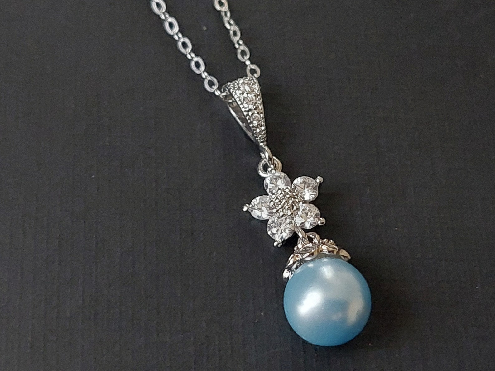 Blue Pearl Jewelry Set Light Blue Pearl Silver Set Blue | Etsy