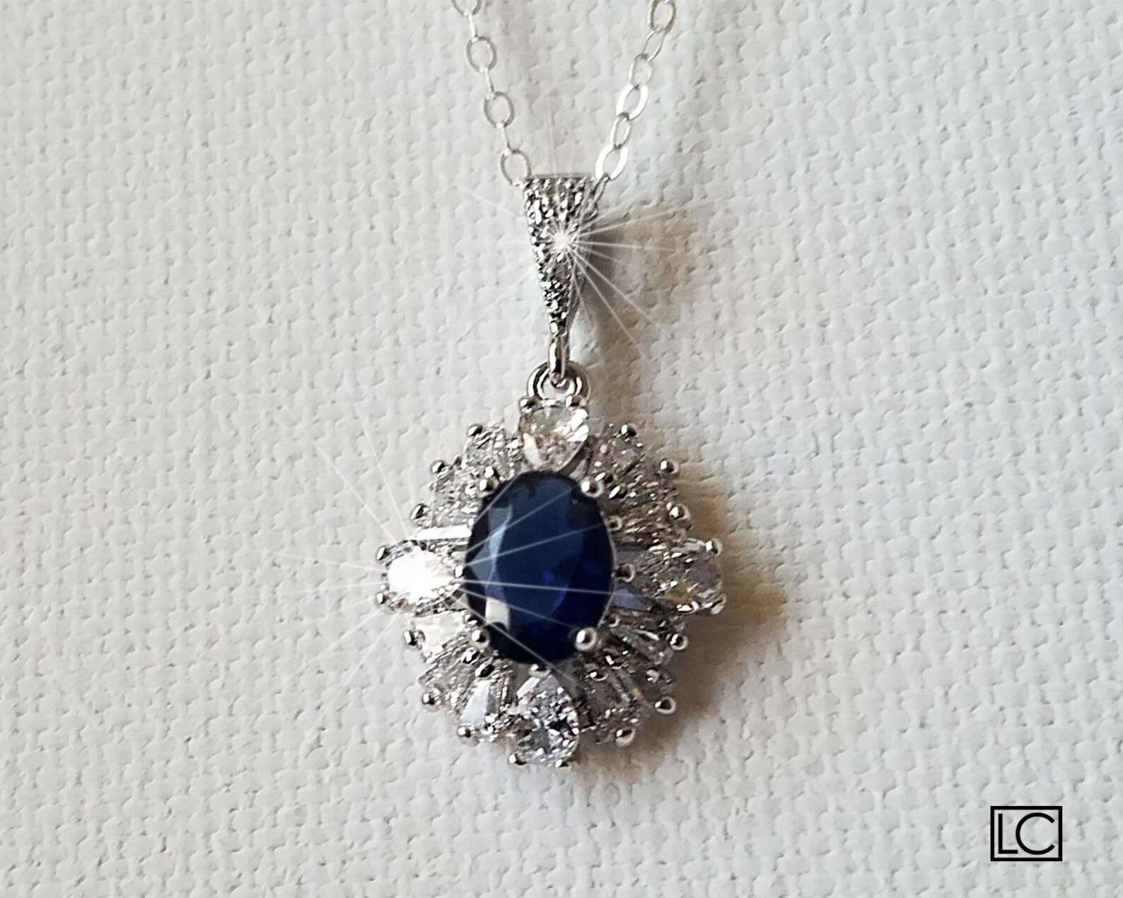 Navy Blue Crystal Bridal Jewelry Set Sapphire Halo Studs | Etsy