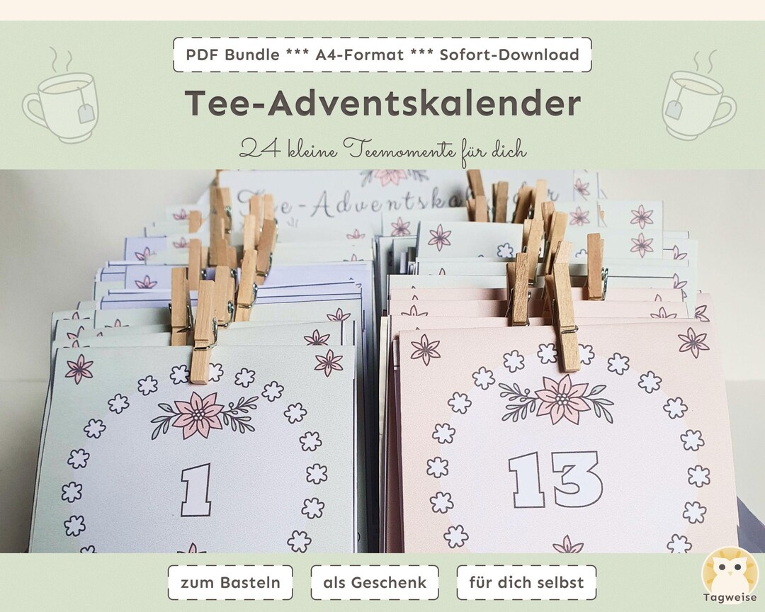 Tee-adventskalender Zum Basteln | Diy-adventskalender Für Teefreunde ...