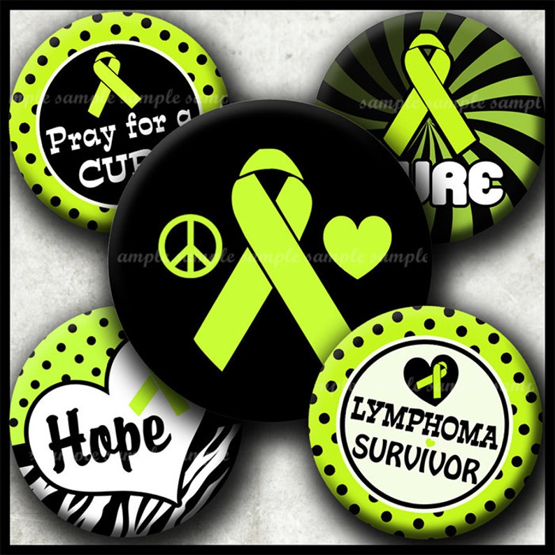 INSTANT DOWNLOAD Lime Green Lymphoma Awareness Ribbon (327) 4x6 Bottle ...